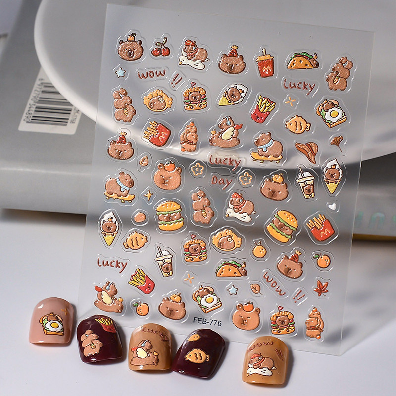 Cartoon Beaver Loopy 3D Nail Sticker Ruby Summer Nail Sticker | Shopee ...