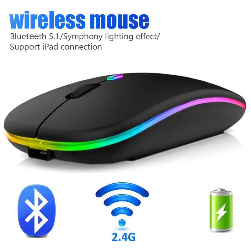 Wireless Mouse RGB Rechargeable Mice Wireless Computer Mause LED ...