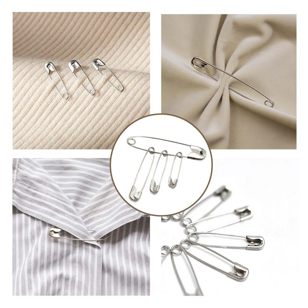 260pcs/set Nickel-plated Steel Mixed Safety Pins in 5 Sizes for Sewing ...