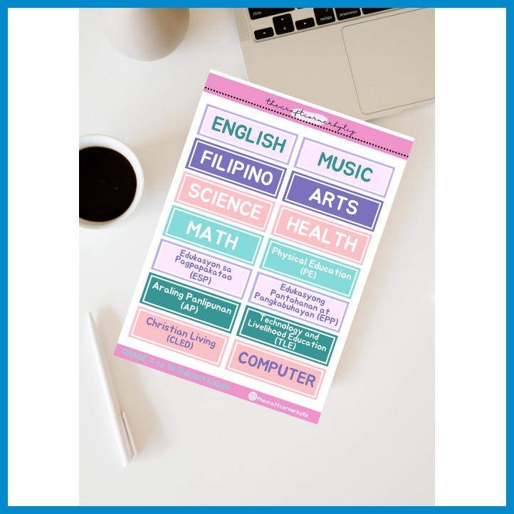 Customizable Sticker label for Subjects Notebook for Grade 4 to 10 Back ...