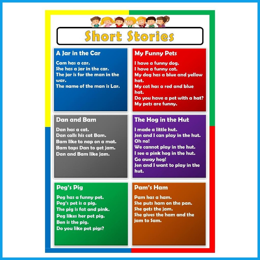 Laminated Educational Chart - Short Stories - A4 - with random freebie ...