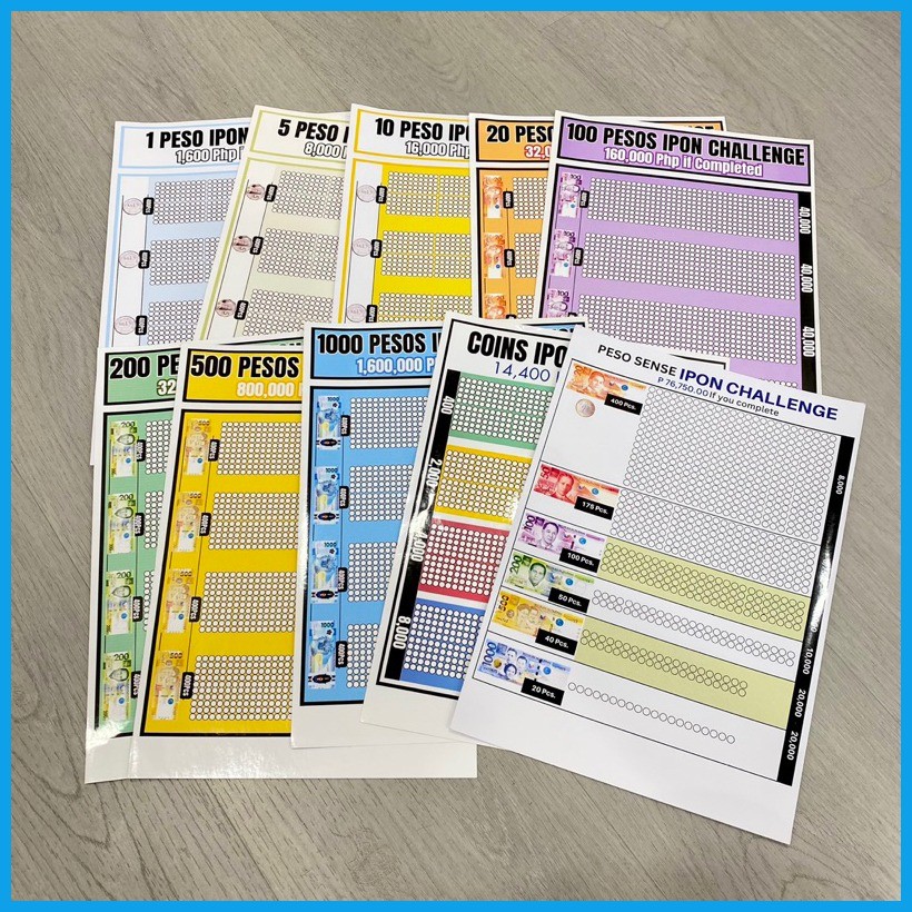 Ipon Chart Guide Sticker Label Peso Sense Ipon Challenge & 1 Bill ...