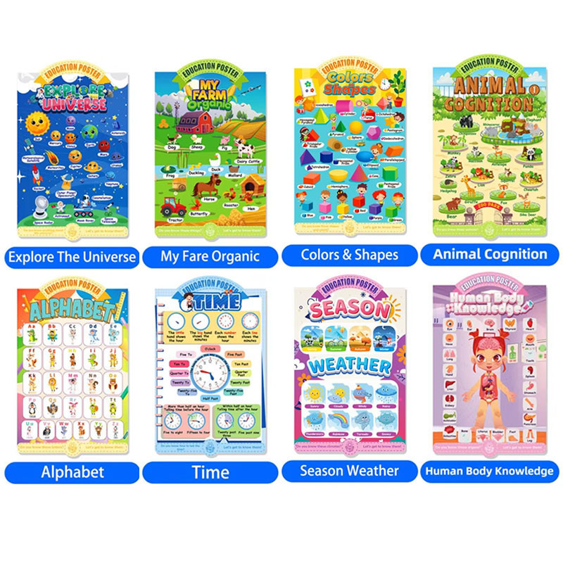 16Pcs Chart for Kid Educational Wall English Alphabet Numbers Chart ...