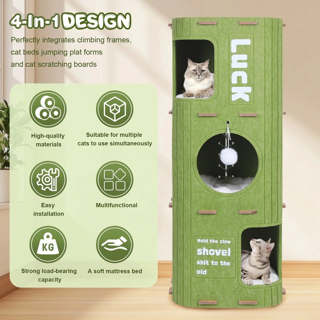 Pawsome Multi Layer Cat Nest Hiding House Scratching Cat Tree Cat ...