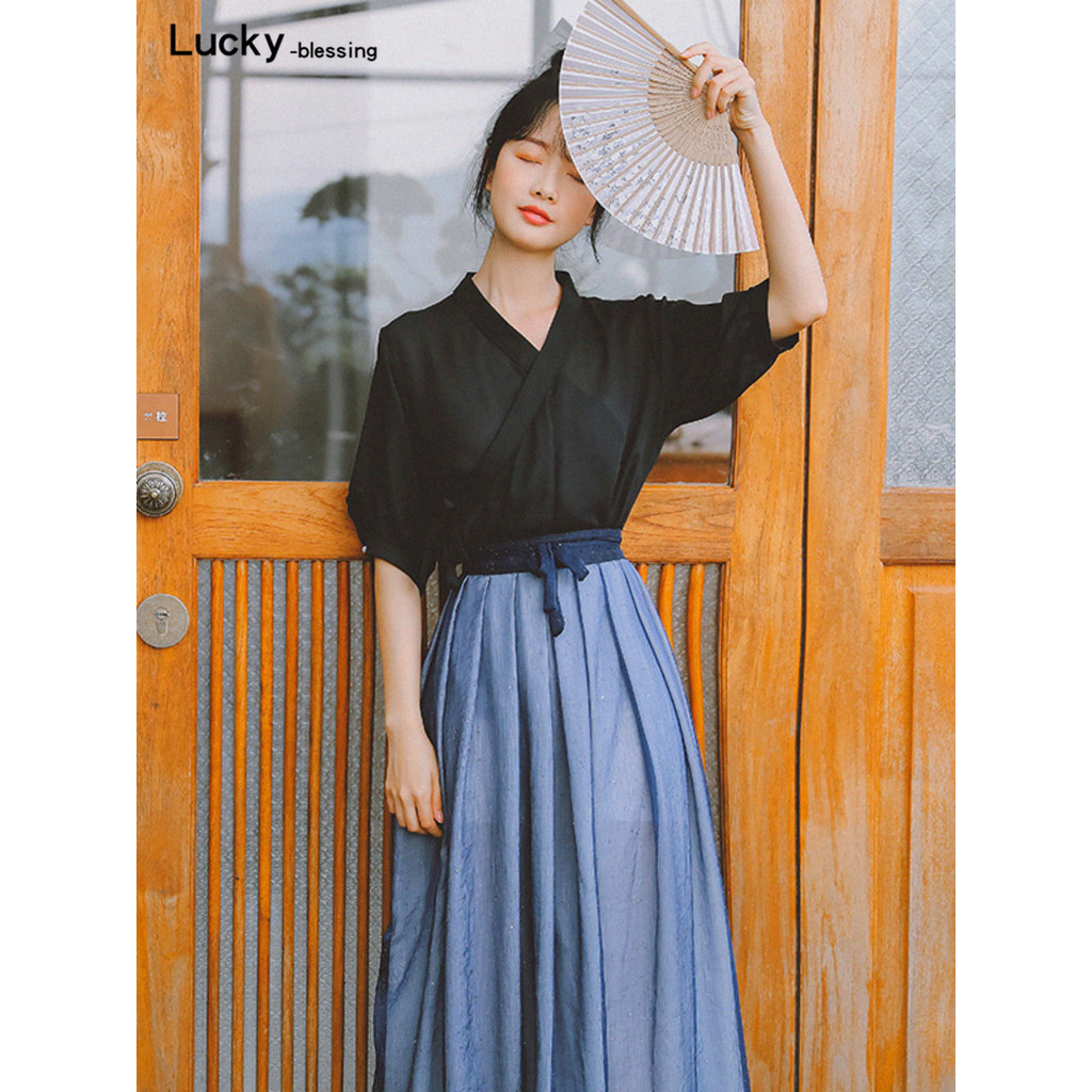 Cosplay ♡ Hanfu Oriental Ancient Lady Top And Skirt Two Piece Han ...