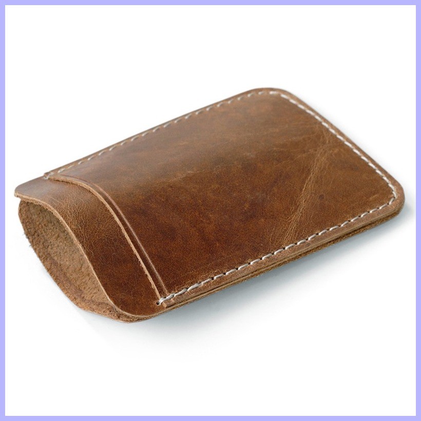 Thin Genuine Leather Money Clip Mini Wallet Men Credit Card Slot Slim ...