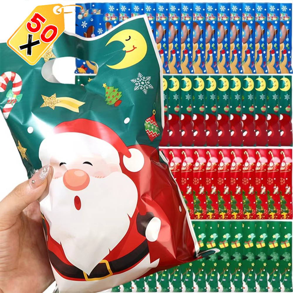 Plastic Favors Tote Bag - 50Pcs Candy Cookie Wrapping Bags - Xmas New ...