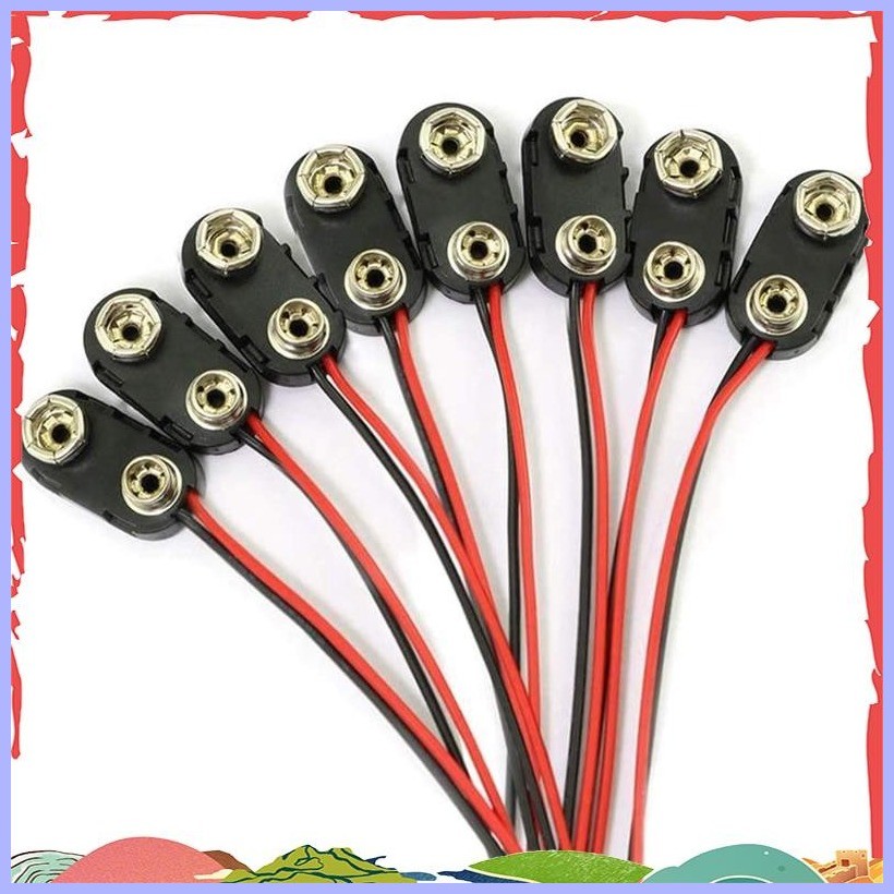 100 Pieces of 9V Battery Connector Button DC Clamp Male Wire Battery ...