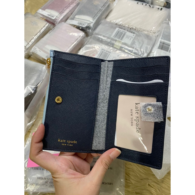 AUTHENTIC/ORIGINAL KateSpade KS Morgan Small Slim Bifold Wallet in Blue ...