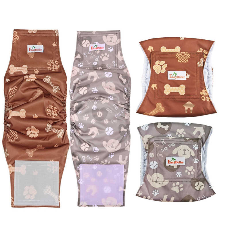 2 7 Pack Cute Cartoon Bone Paw Print Pet Male Dog Diaper Reusable Nappy ...