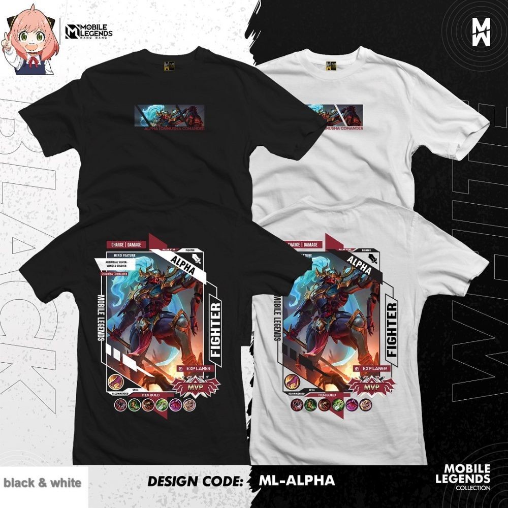 Mobile Legends: Alpha Themed Black and White Round Neck T shirts! 3D ...