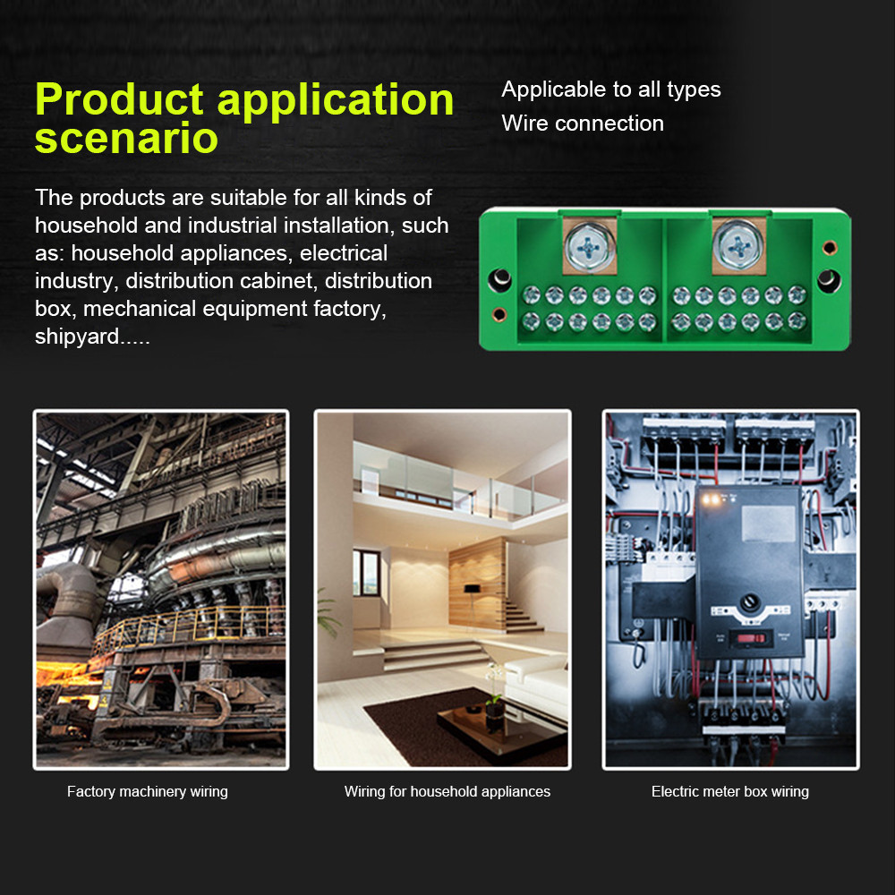 Single Phase 60A 2 IN 6/8/12/18 Out Wire Terminal Box Connector Block ...