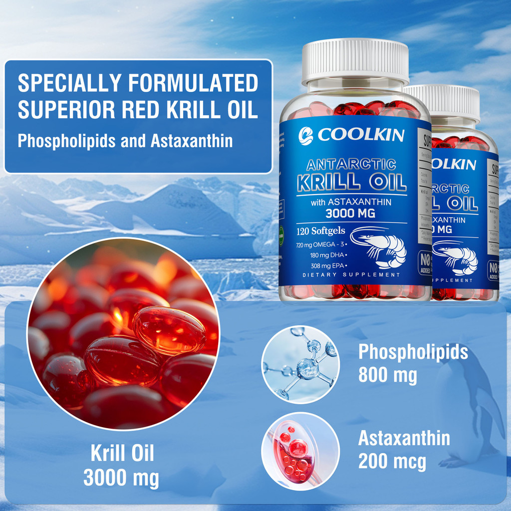COOLKIN ANTARCTIC KRILL OIL capsules, essential fatty acids for the ...