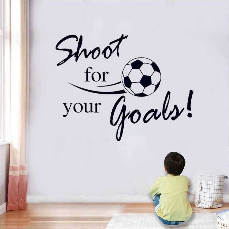 Stickers, “Shoot Your Goals” Wall Art Soccer Ball Stickers Decals Kids ...