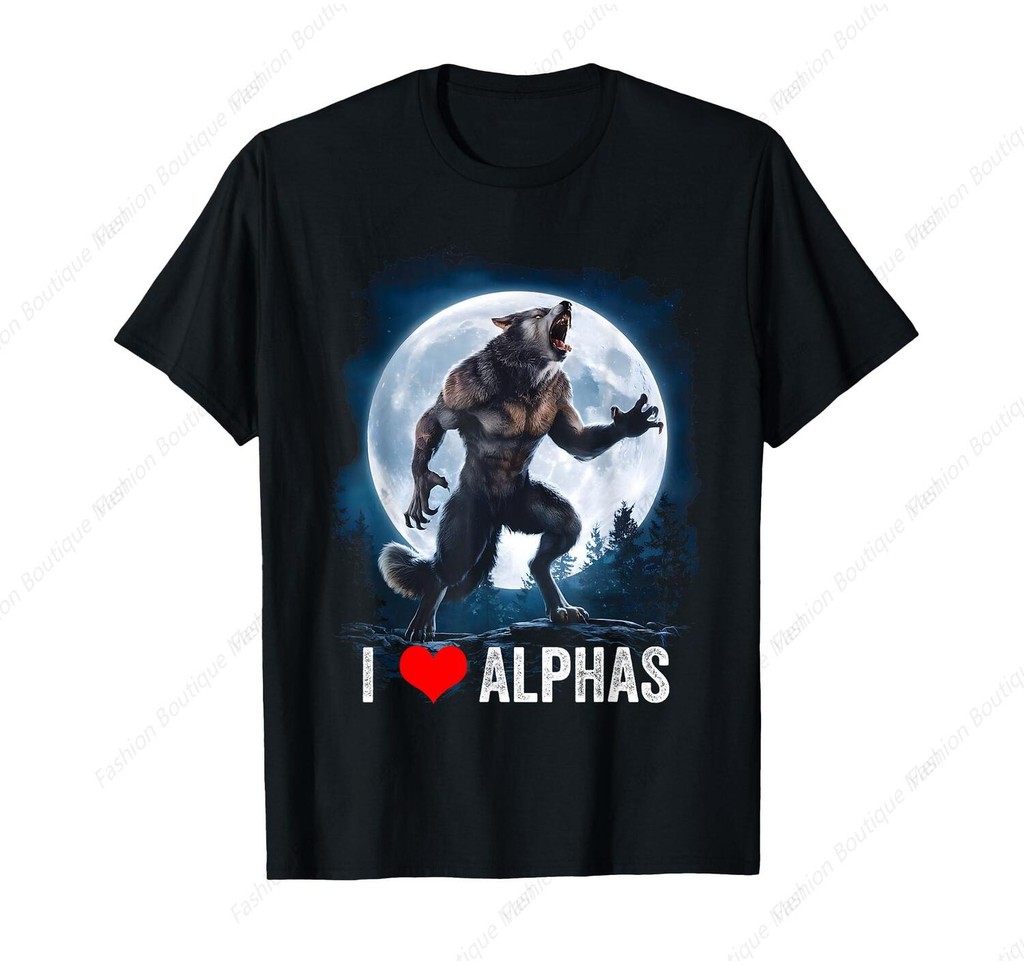 Funny Cringe Werewolf Wolf Meme I Heart Alphas I Love Alphas T-Shirt ...