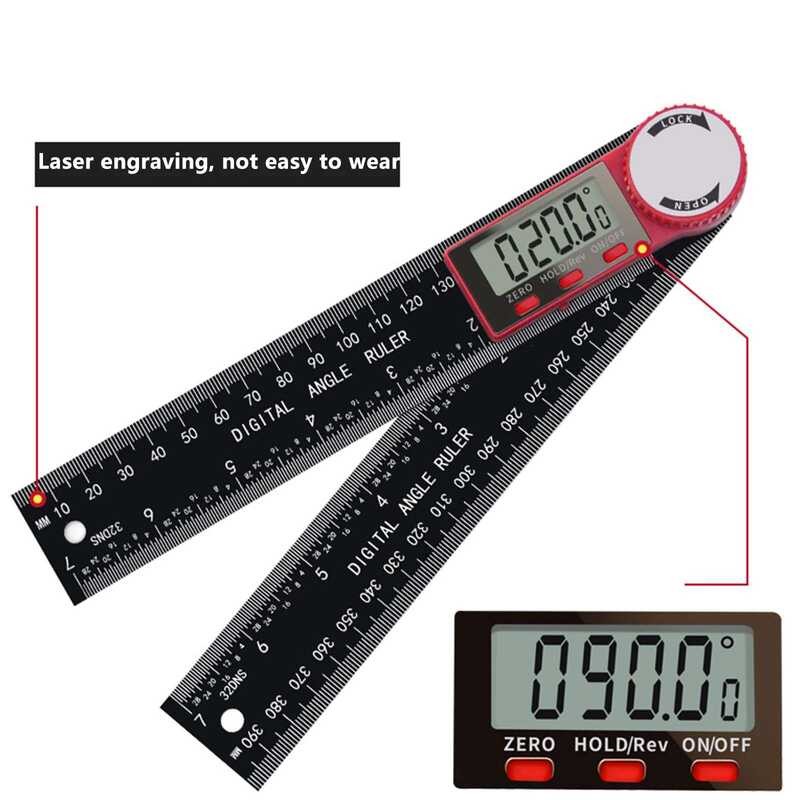 D6 200Mm 1 Protractor Digital Angle Finder Ruler Electronic Goniometer ...