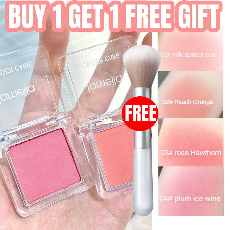 Local Stock [Buy 1 Get Free ]4 Color Blush +Free Brush 2Pc Makeup Set , Natural Waterproof ...