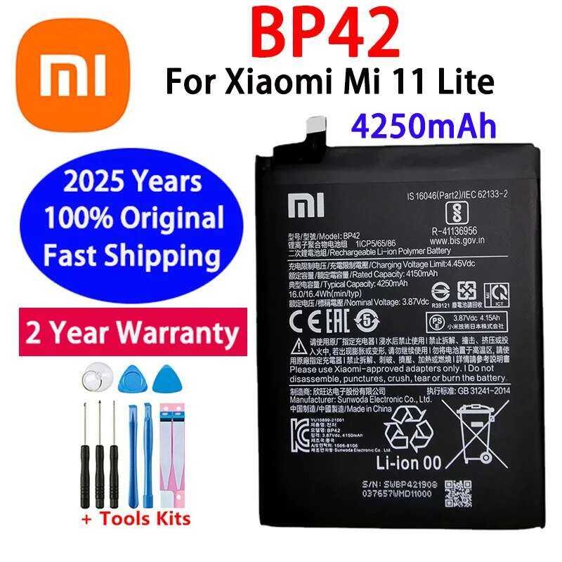 100% 3 2D Original Bp42 Battery For Xiaomi Mi 11 Lite Genuine Replacement Phone Batteries 100% ...