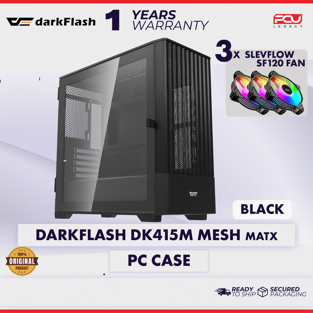 DARKFLASH DK415M MESH MATX PC CASE BLACK (1 YEAR WARRANTY) | Shopee ...
