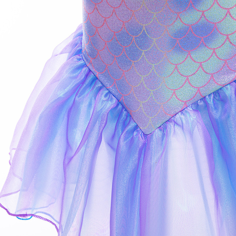 Princess Ariel Blue Purple Dress For Kids Girl Little Mermaid Fishtail ...