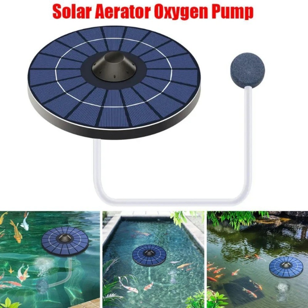 2.5W Circular Solar Powered Oxygen Pump Floating Silent Oxygen Supply ...
