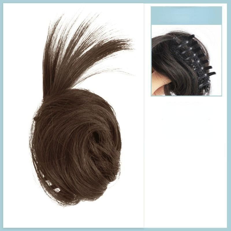 Fashion Craw Clip-in Wig Circle Group Fluffy Natural Pan Hair Wig Bag ...
