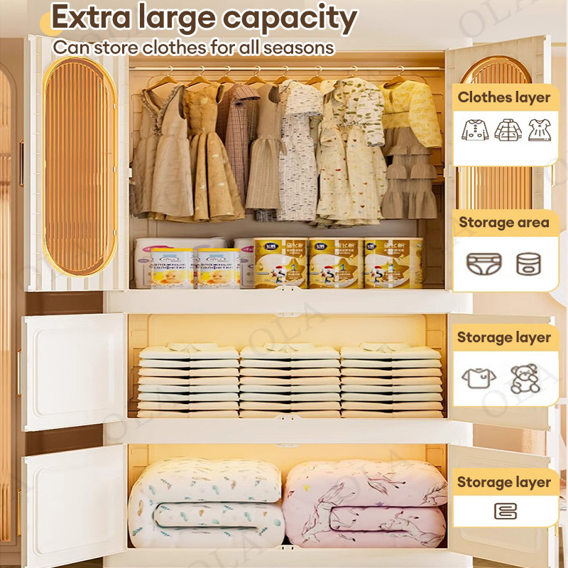OLA Foldable Cabinet for Clothes with Big Wheels Storage Organizer ...