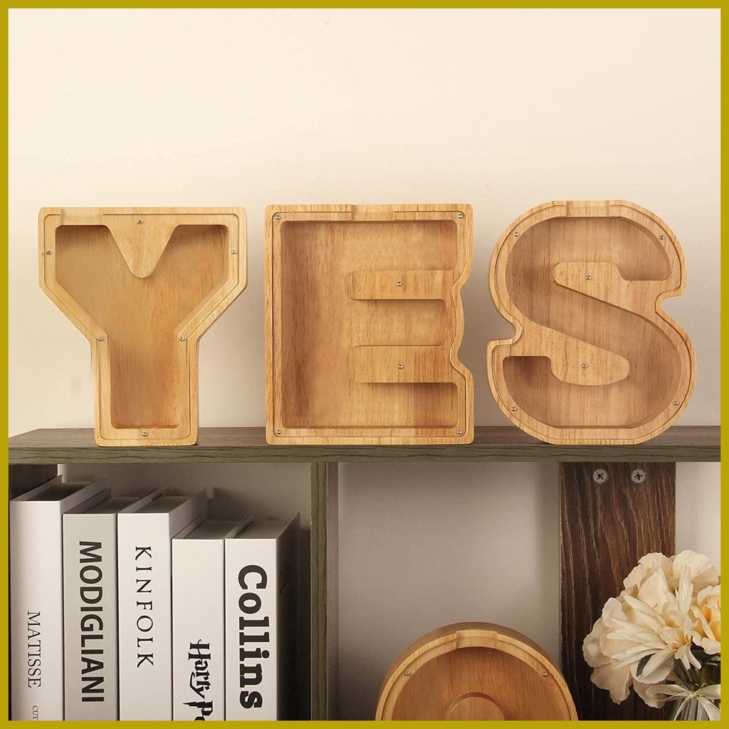 ⚽︎ InStock 26 Letters Wooden Piggy Bank DIY Name Piggy Bank big Size ...