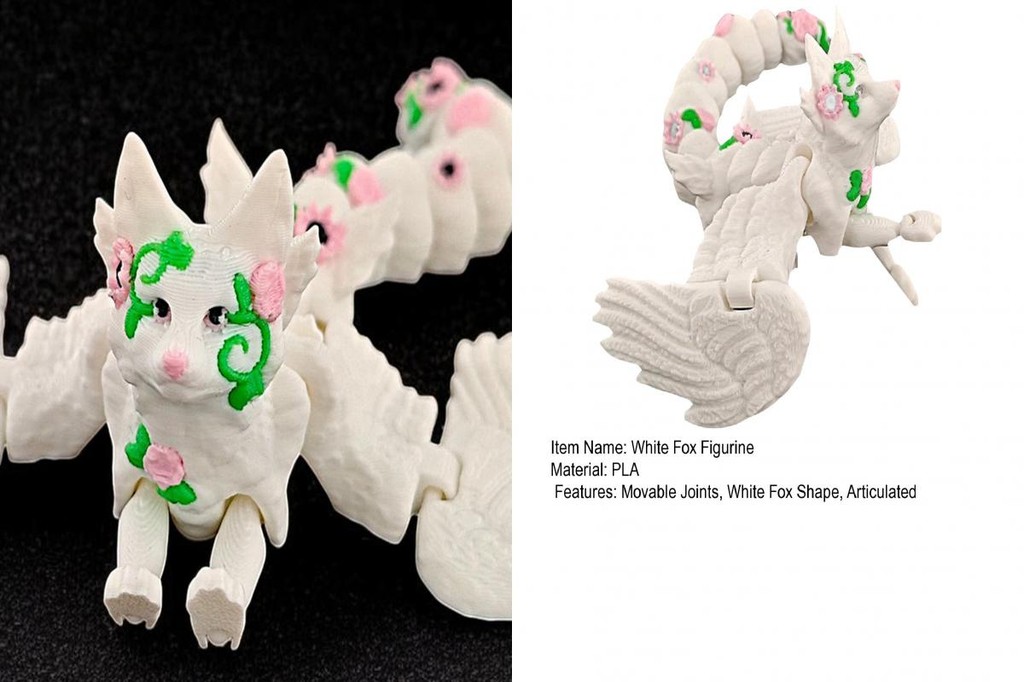 Wandereve| 3d Printed White Fox Model White Fox Fidget Toy Adorable 3d ...