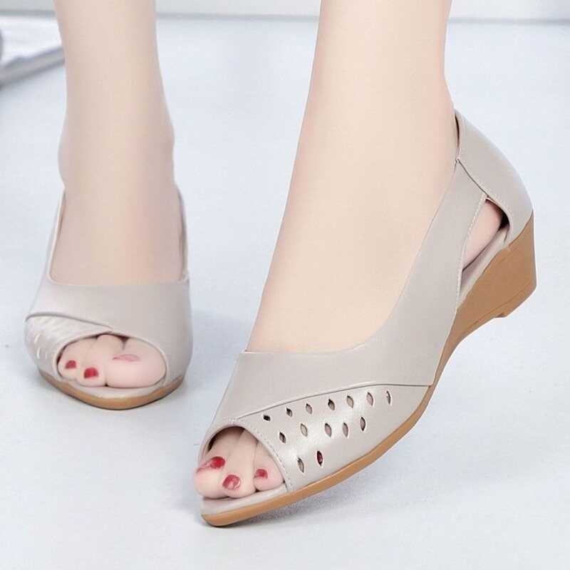 Soft Women Leather High Quality Sandals Breathable Soft Sole Non-Slip ...