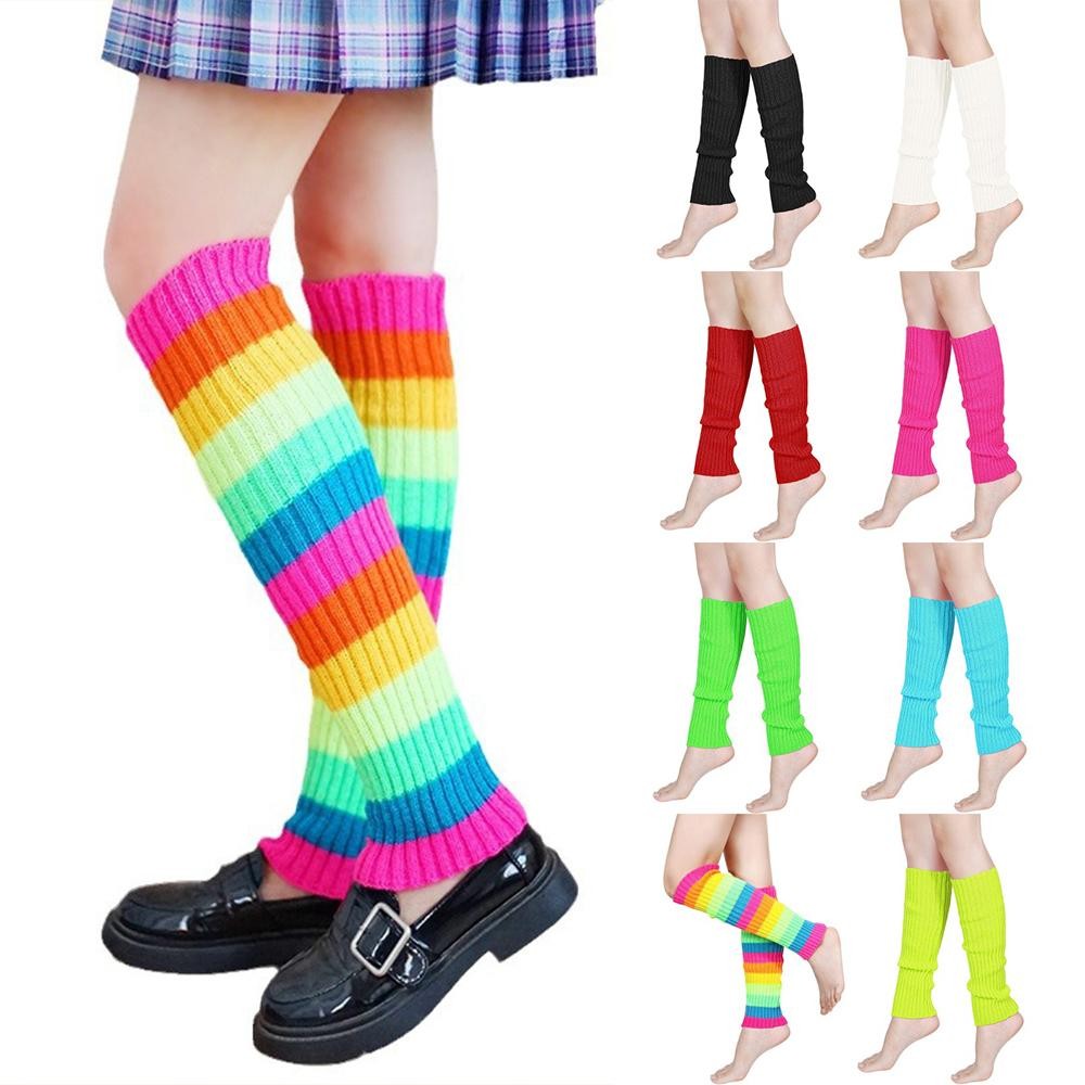 Neon Ribbed Leg Warmers Harajuku Y2K Lolita Japanese Leg Covers Boot ...