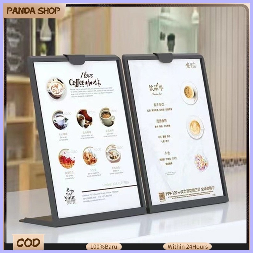 A4 Acrylic Menu Display Stand L-Shaped Restaurant Desktop Display ...