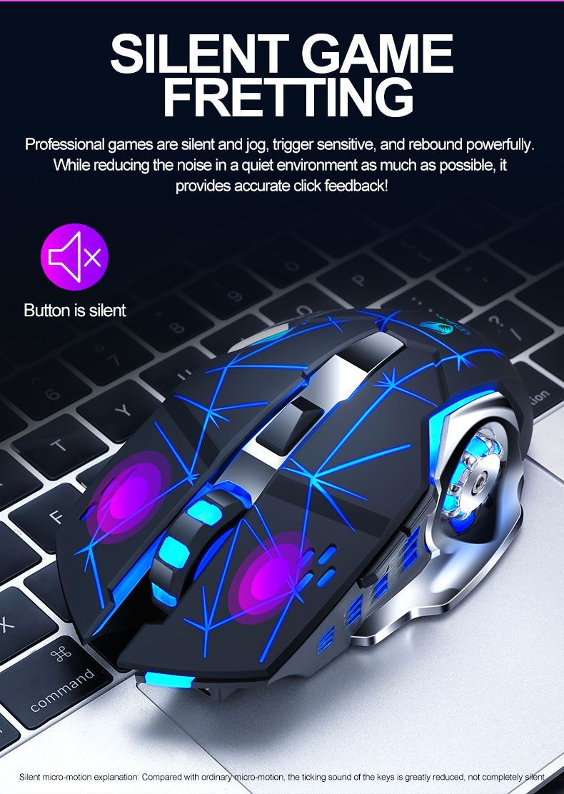 Q13 Wireless Bluetooth Mouse Silent Gaming Mouse RGB Light Usb Charging ...