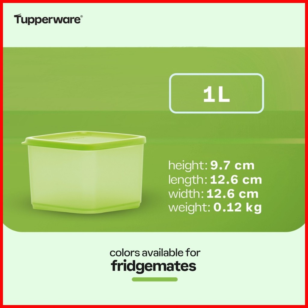 Tupperware Fridgemates Medium Square Rounds 1L [Food Keeper] [Fridge ...