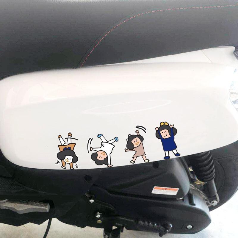 Cute Girl Somersault Anime Decoration Car Body Sticker Electric Vehicle ...