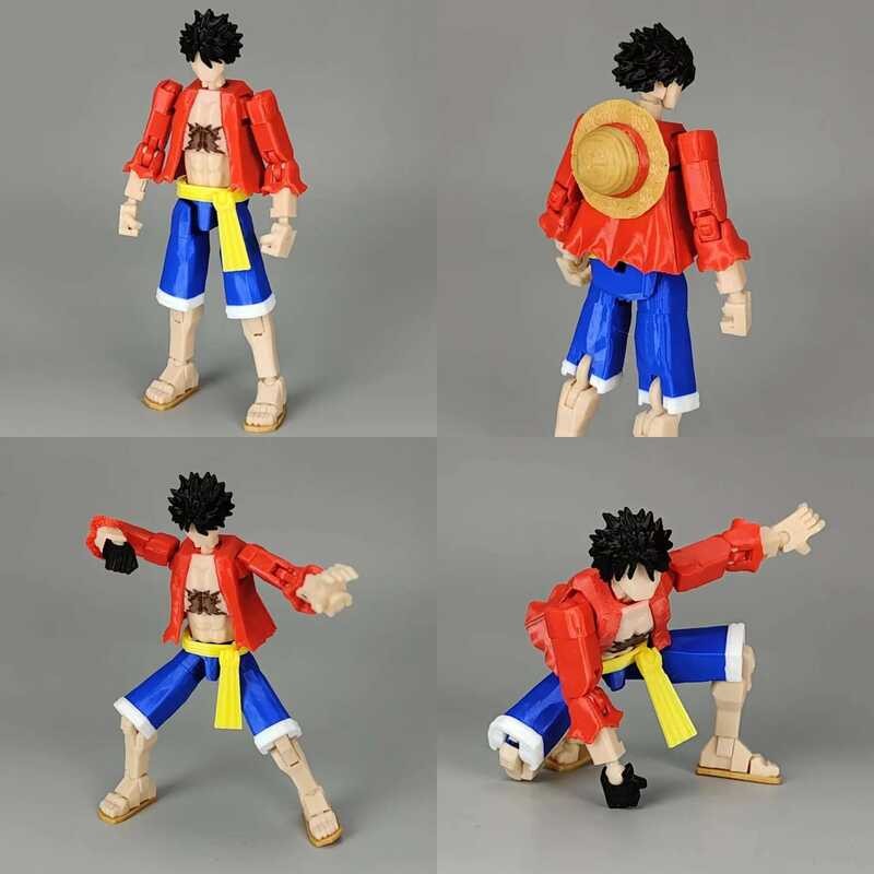 3D Printed One Piece Monkey D Luffy Anime Multi-Jointed Toys Action ...