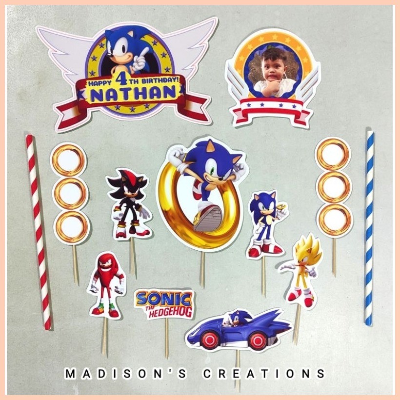 ♀ 11pcs/Set Super Sonic Party Cake Toppers/Banner, Backdrop Set ...