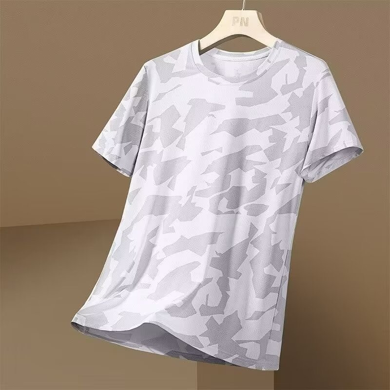 M-5XL Men's Ice Silk Camouflage Mesh Dri-Fit T-Shirt Cool Sportswear ...