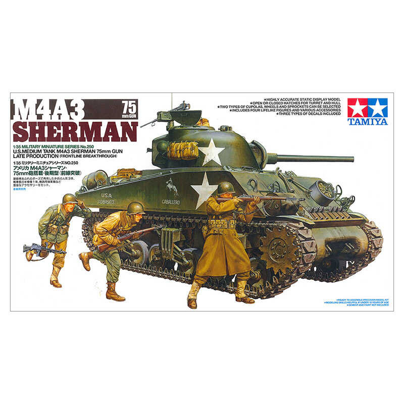 TAMIYA Military Assembly Model Kit 35250 US M4a3 Sherman Tank 1/35 ...