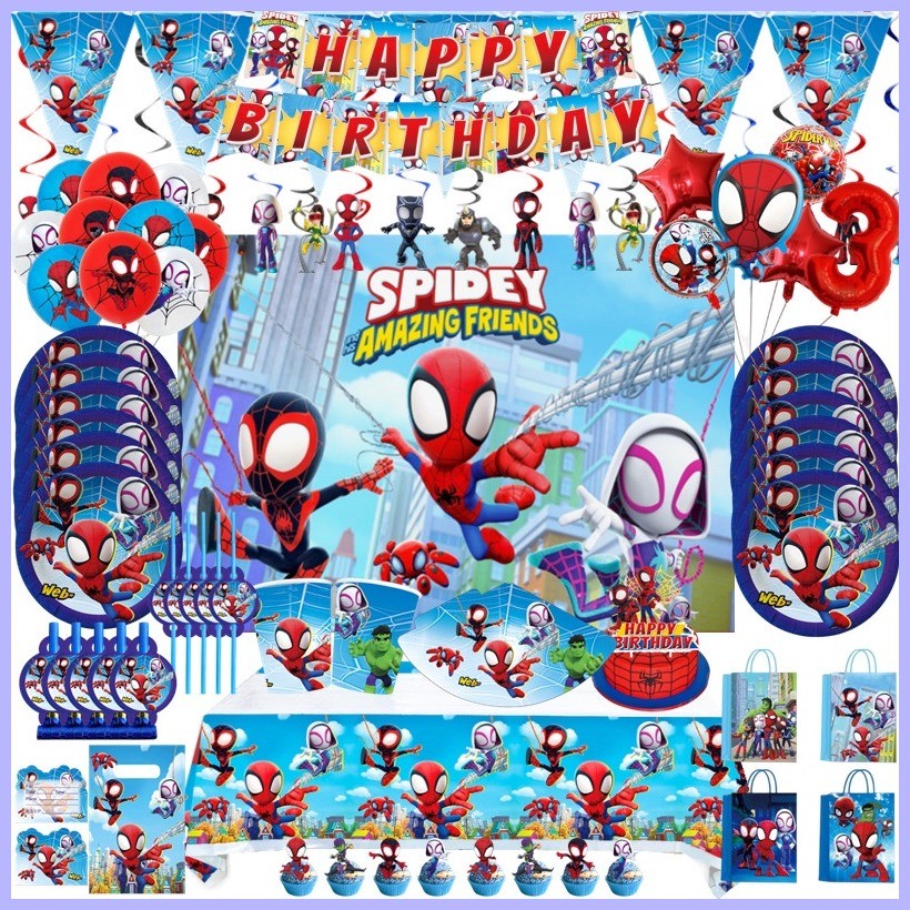 Spiderman and His Amazing Friends Hulk Boys Birthday Party Decor Super ...