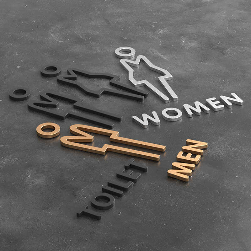 SK Acrylic 3D Arrow Toilet Sign Plate Elegant Wash Room Door Wall Label ...