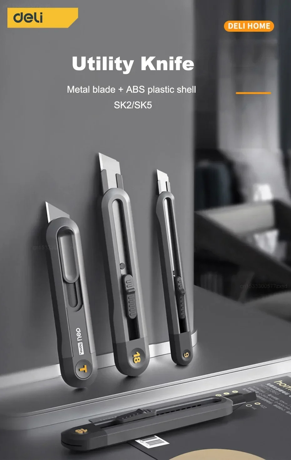 For Xiaomi Snap-off Utility Knife Retractable Box Cutters 9/18mm High Carbon Steel Blades Self ...