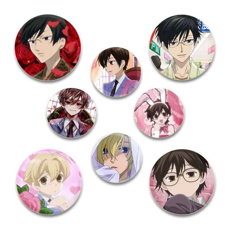 32/44/58mm Anime Ouran High School Host Club Badge Tinplate Pin Button ...