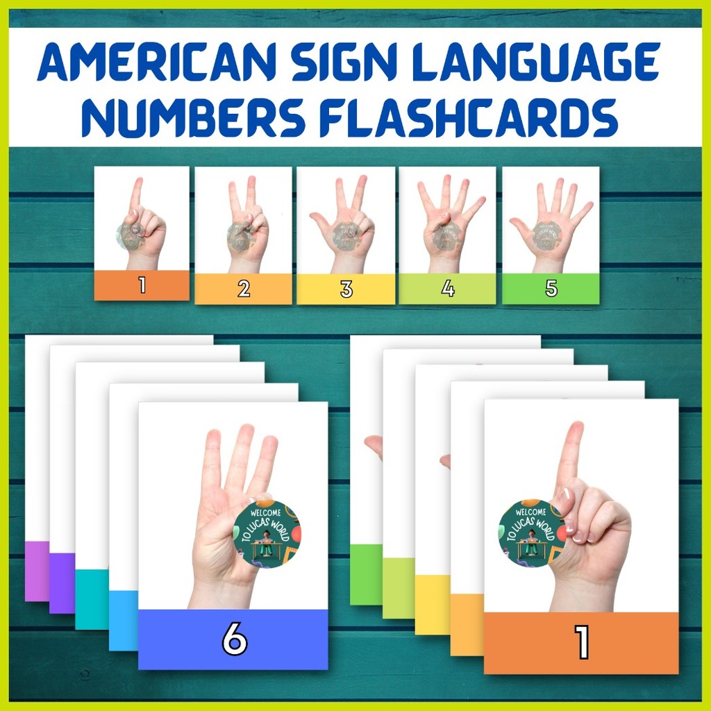 ASL NUMBERS and ALPHABET SIGN LANGUAGE FLASHCARDS, AMERICAN SIGN ...