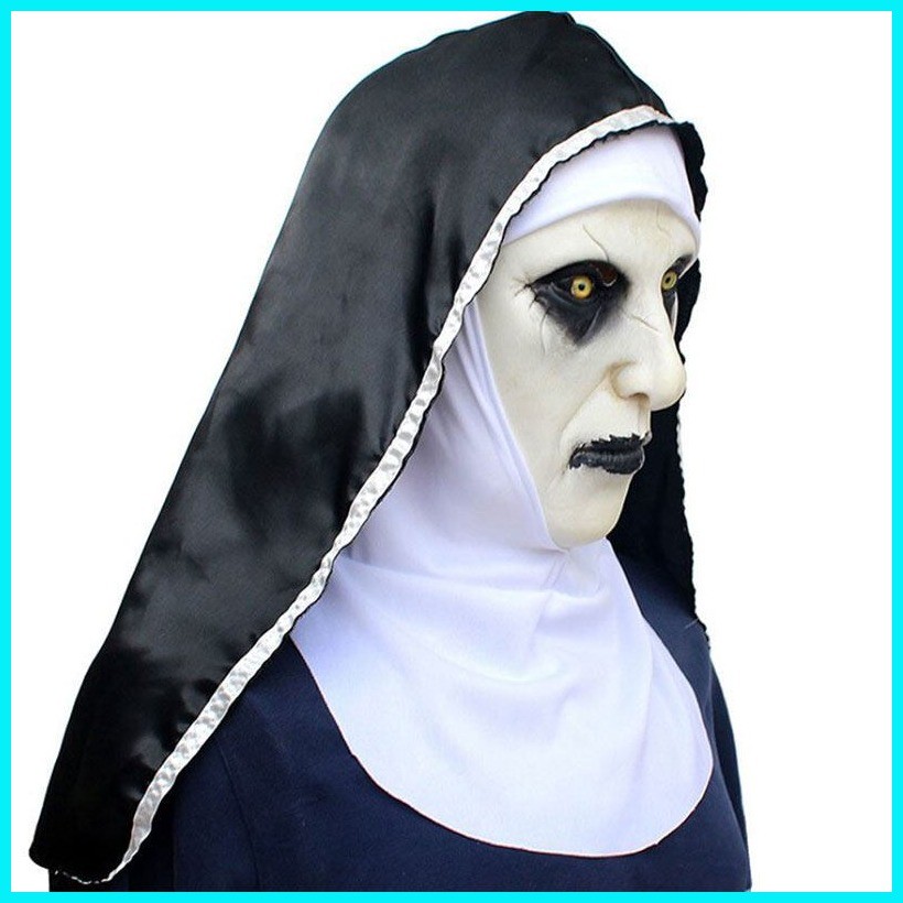 The Horror Scary Nun Latex Mask w/Headscarf Valak Cosplay for Halloween ...