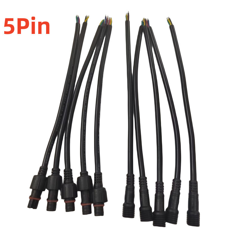 20pairs Male to Female 2pin 3pin 4pin 5pin led Connector Waterproof IP68 BLACK Cable 20CM ...