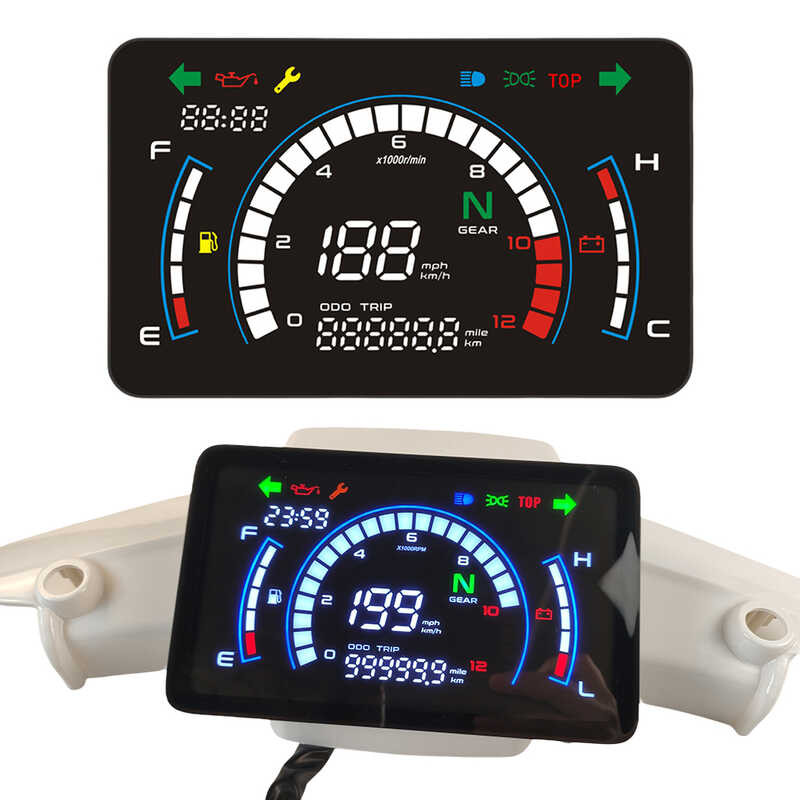 LED 9 Digital Motorcycle Speedometer LCD Screen Digital Meter ...