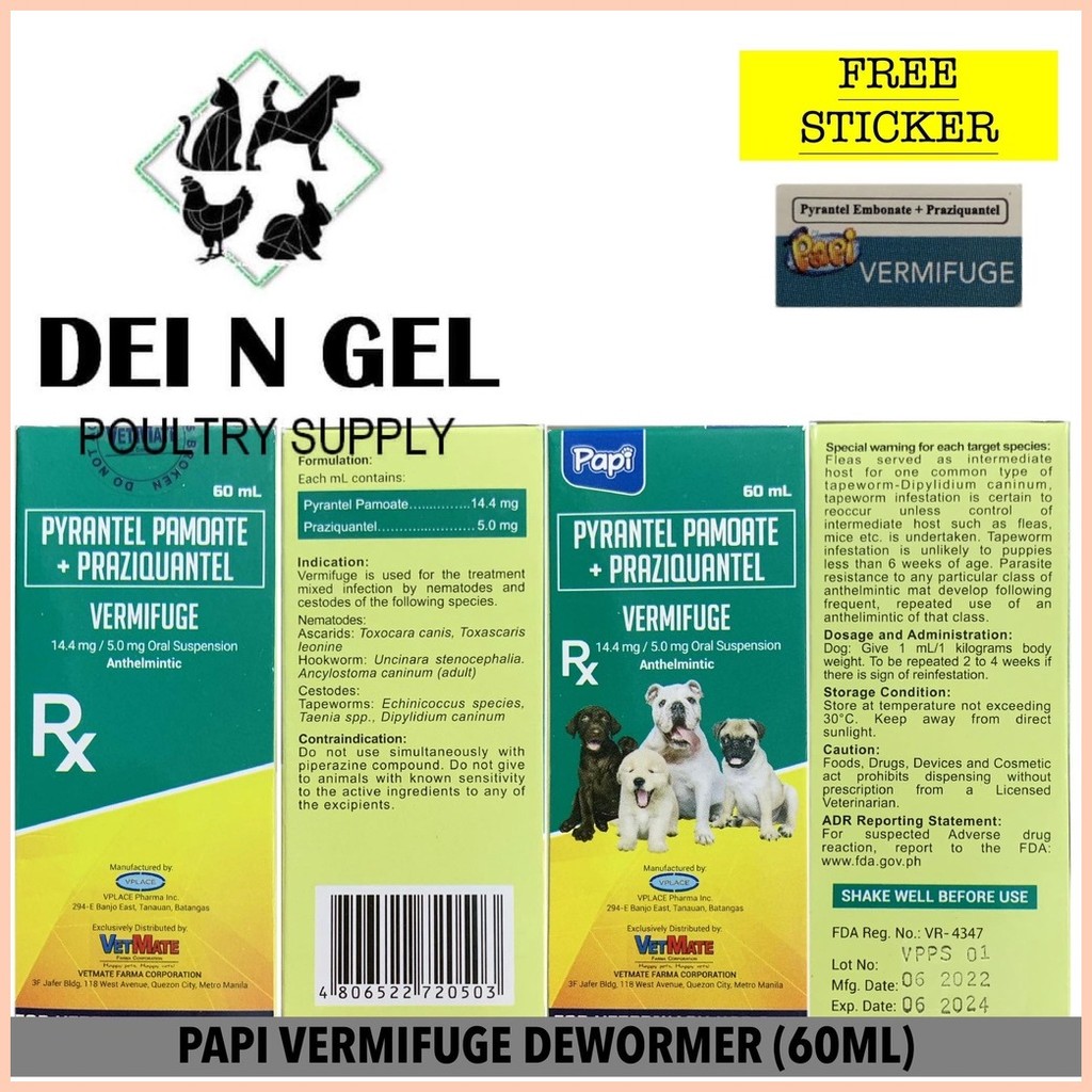 ⭐ Papi Vermifuge Suspension for Dog & Cat Dewormer (60ml) | Shopee ...