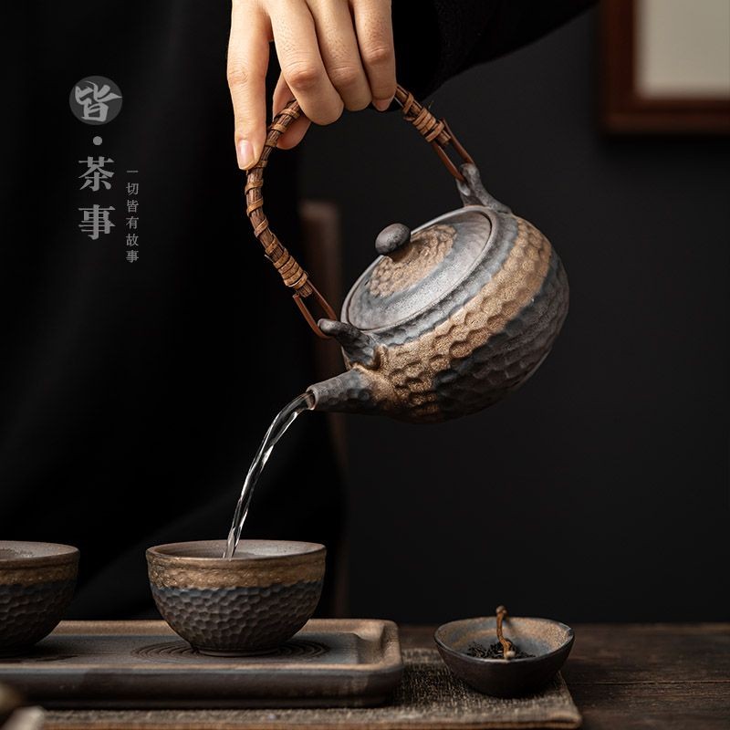 Retro Kung Fu Tea Set Coarse Pottery Home Living Room Office 2-person ...