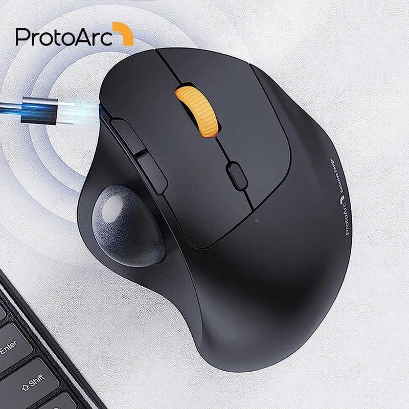 Protoarc Wireless Trackball Mouse 2.4G Ergonomic Rollerball Recharging ...